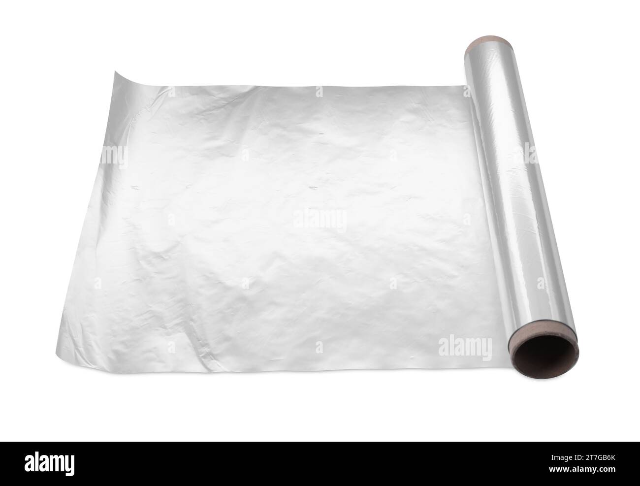 Roll of aluminum foil isolated on white Stock Photo - Alamy