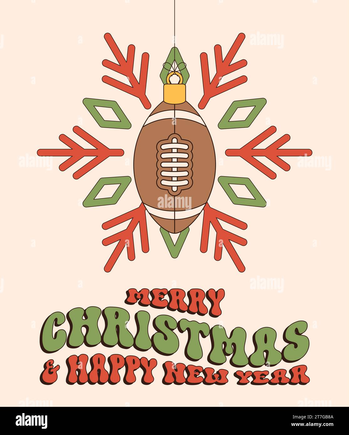 rugby Merry Christmas and Happy New Year groovy Sports greeting card ...