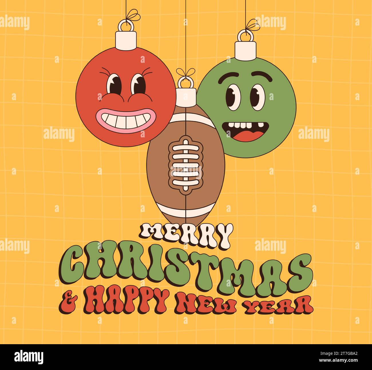 rugby Merry Christmas and Happy New Year groovy Sports greeting card ...