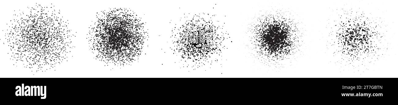 Stippled radial brush strokes. Grain dotted gradient collection. Grunge ...