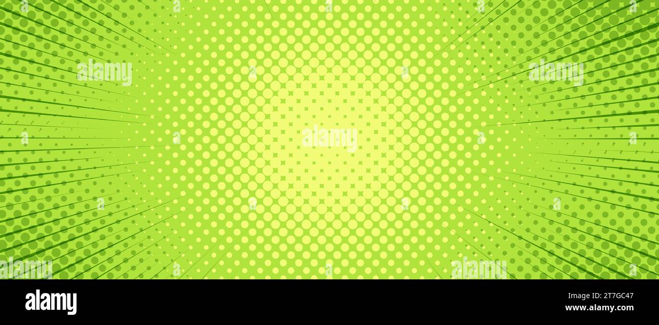 Green Radial Dotted Comic Background Speed Lines Wallpaper With Pop