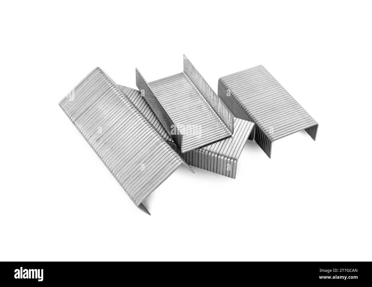 Staple gun refills on white background. Office supplies Stock Photo - Alamy