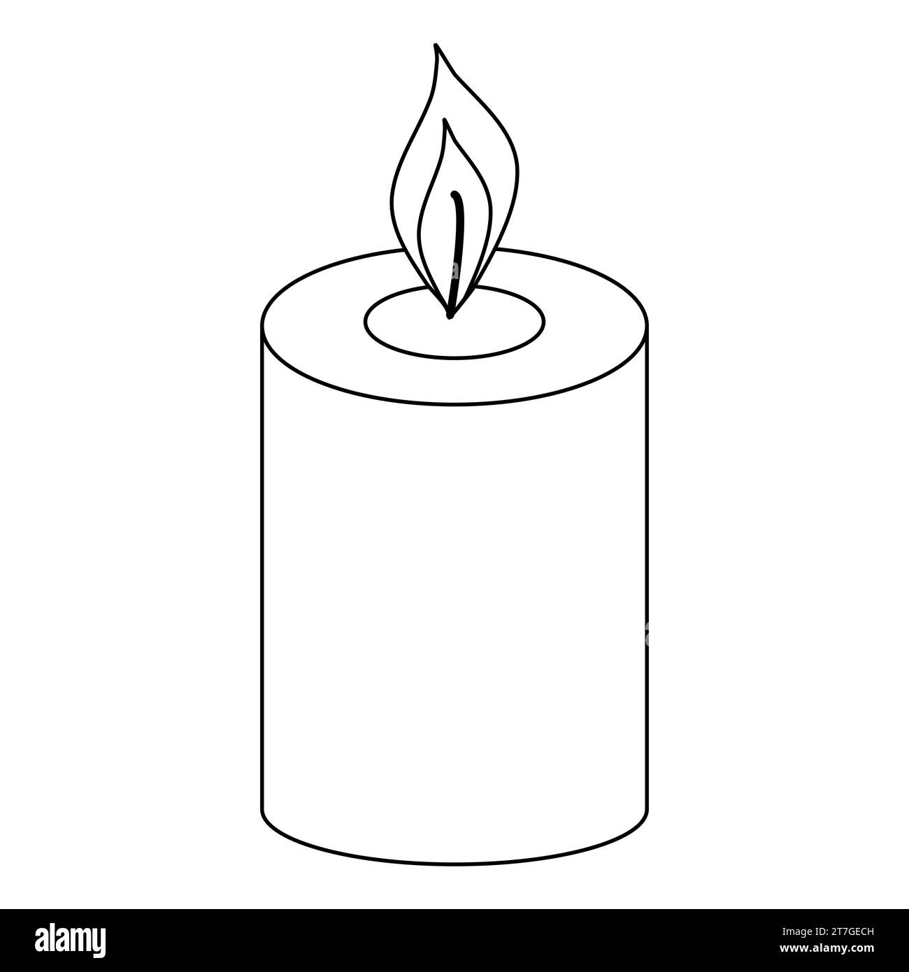 Simple burning candle, doodle style flat vector outline illustration ...
