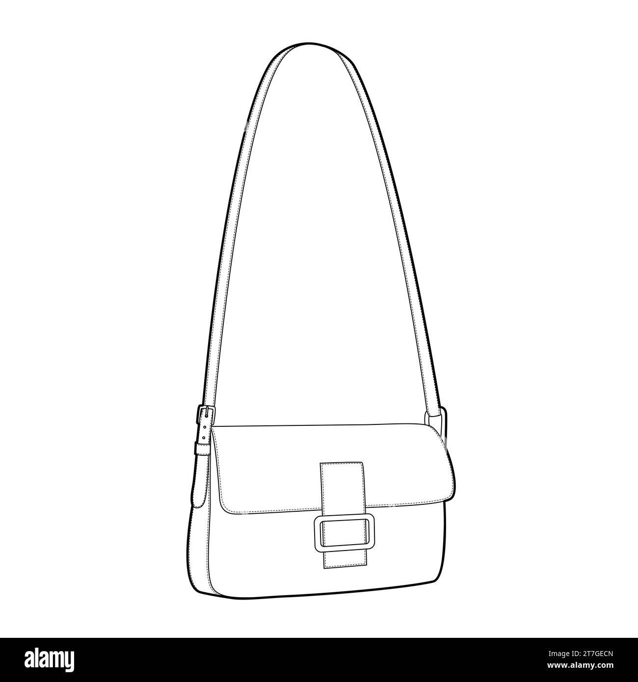 Baguette Cross-Body Bag silhouette. Fashion accessory technical ...
