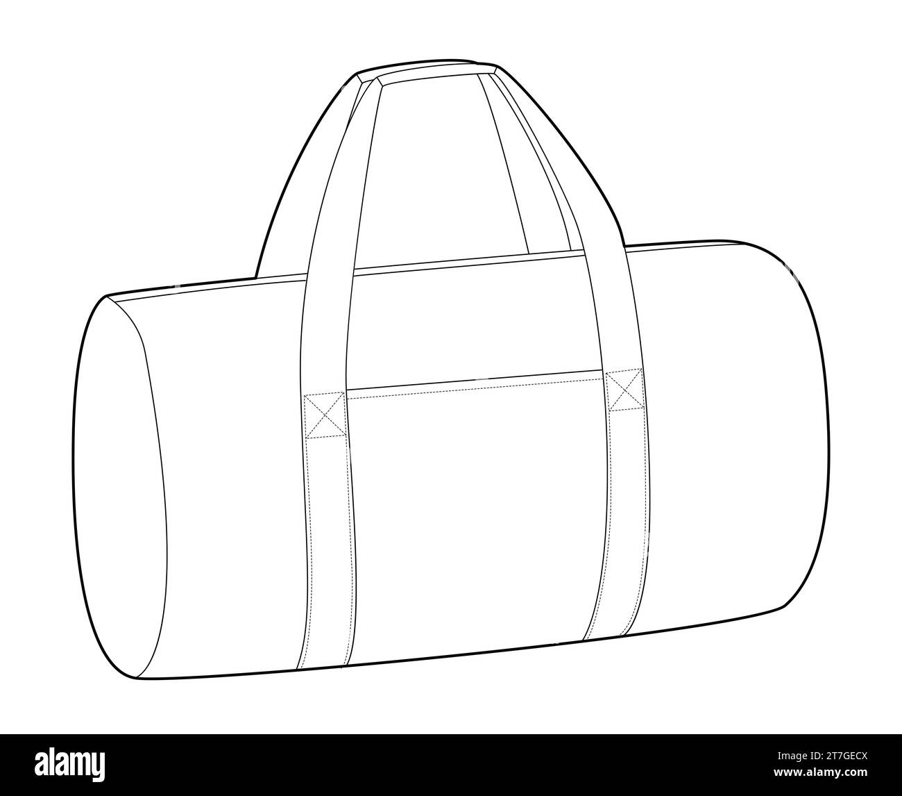 Duffle Bag silhouette. Fashion accessory technical illustration. Vector ...