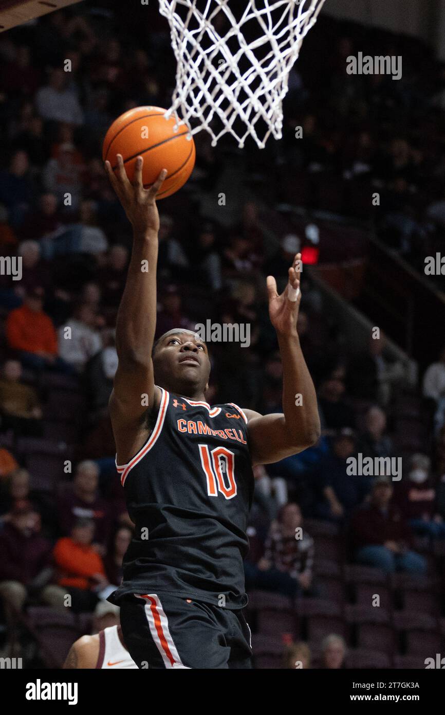 Blacksburg, VA, USA. 14th Nov, 2023. Campbell Fighting Camels guard ...