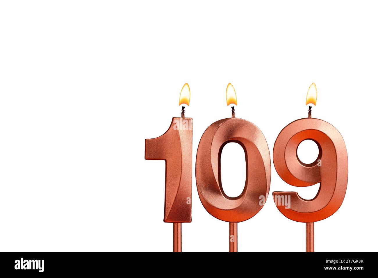 Birthday candle number 109 on white background Stock Photo - Alamy