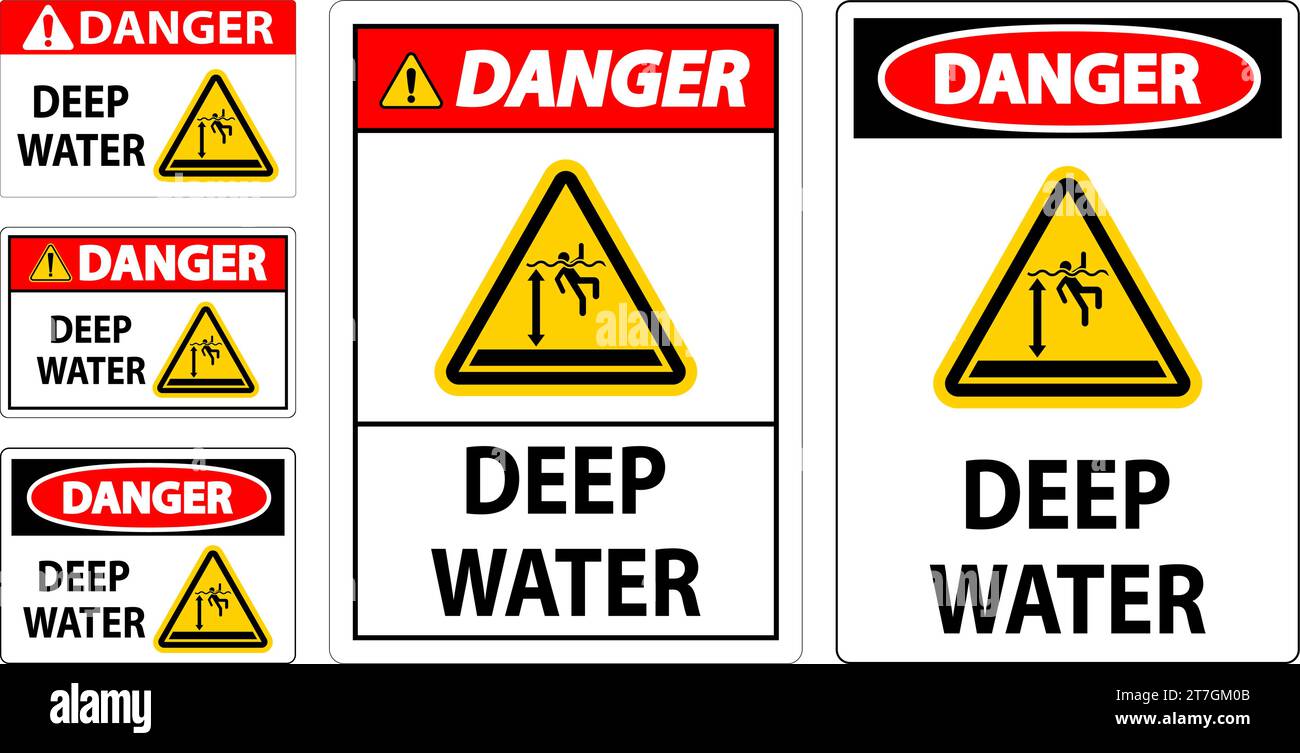 Danger Sign Deep Water Stock Vector Image & Art - Alamy