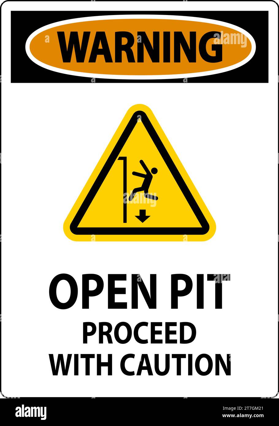 Warning Sign Open Pit Proceed With Caution Stock Vector Image & Art - Alamy