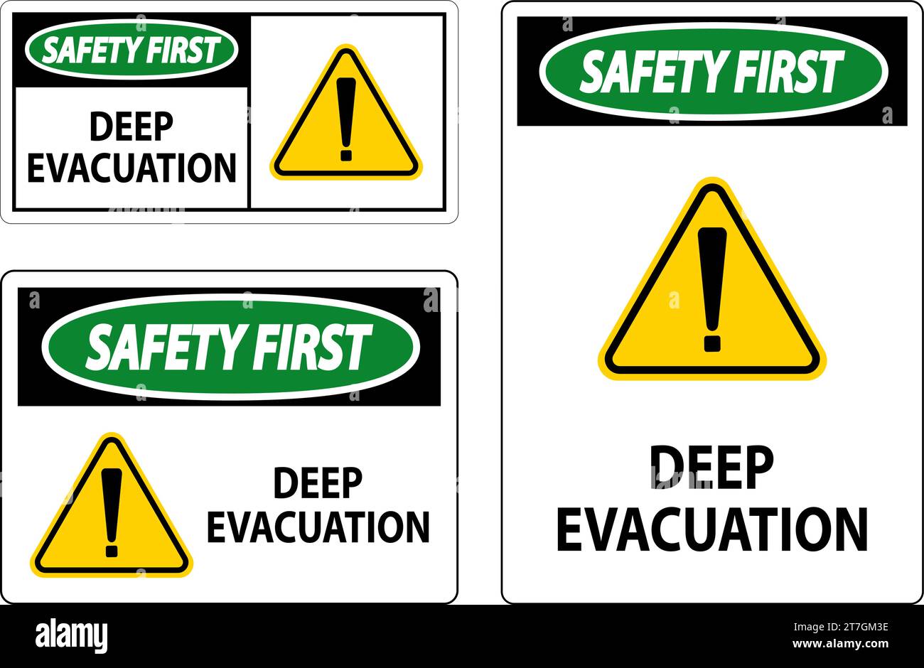 Safety First Sign Deep Evacuation Stock Vector Image & Art - Alamy
