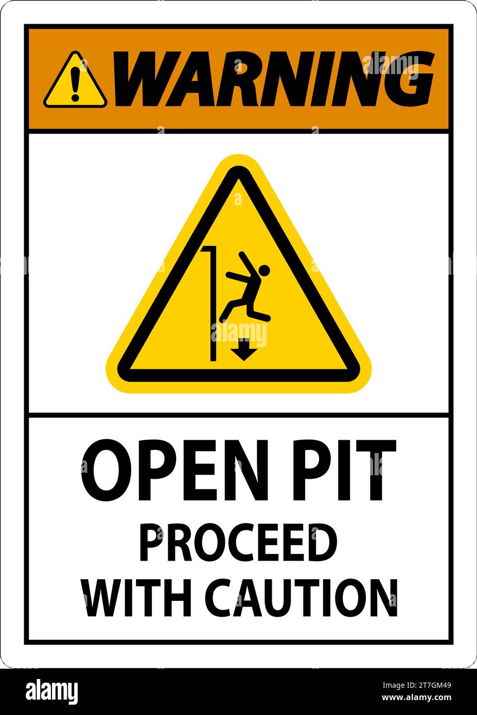 Warning Sign Open Pit Proceed With Caution Stock Vector Image & Art - Alamy