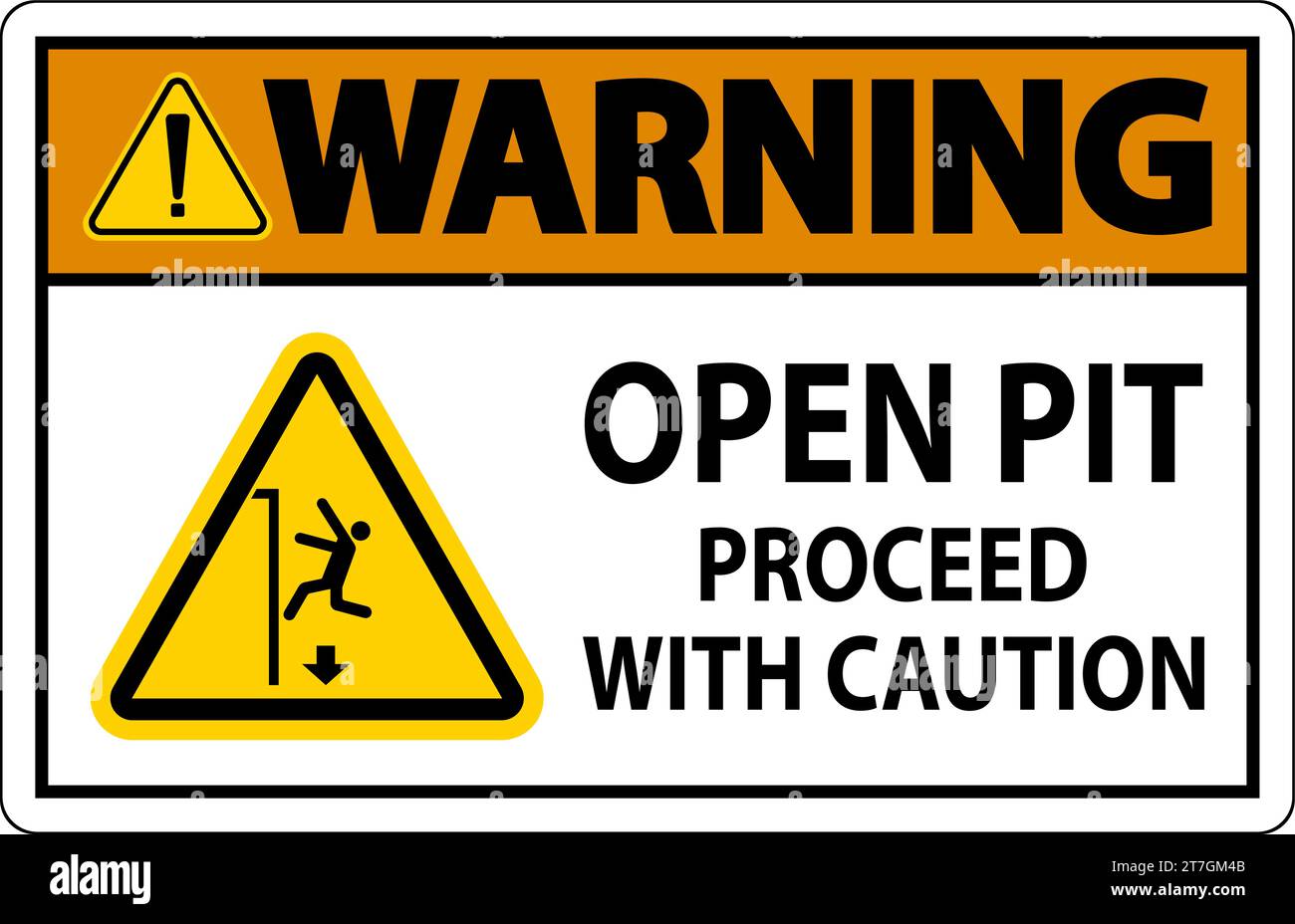 Warning Sign Open Pit Proceed With Caution Stock Vector Image & Art - Alamy