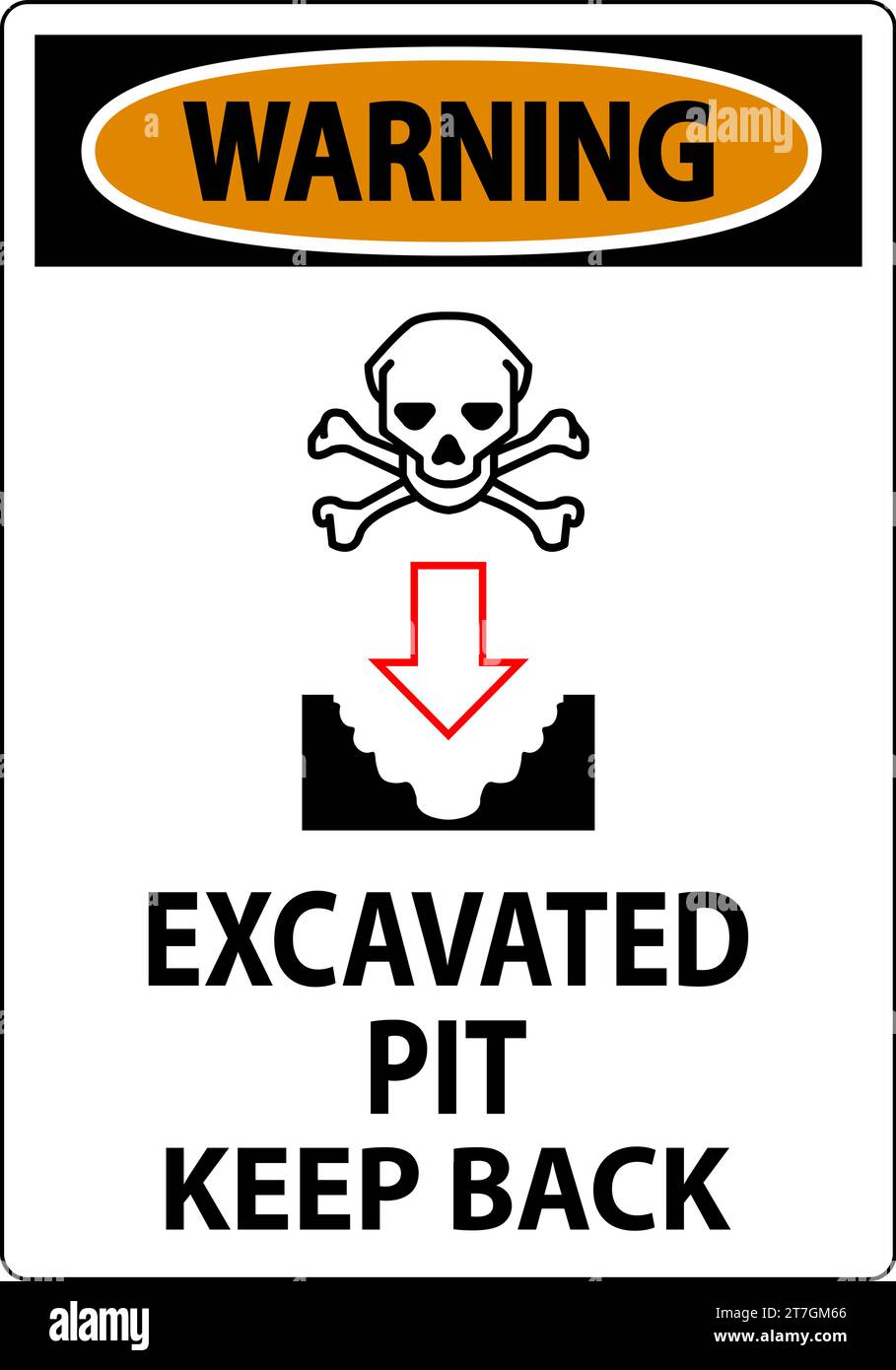Warning Excavated Pit Sign Excavated Pit Keep Back Stock Vector Image ...