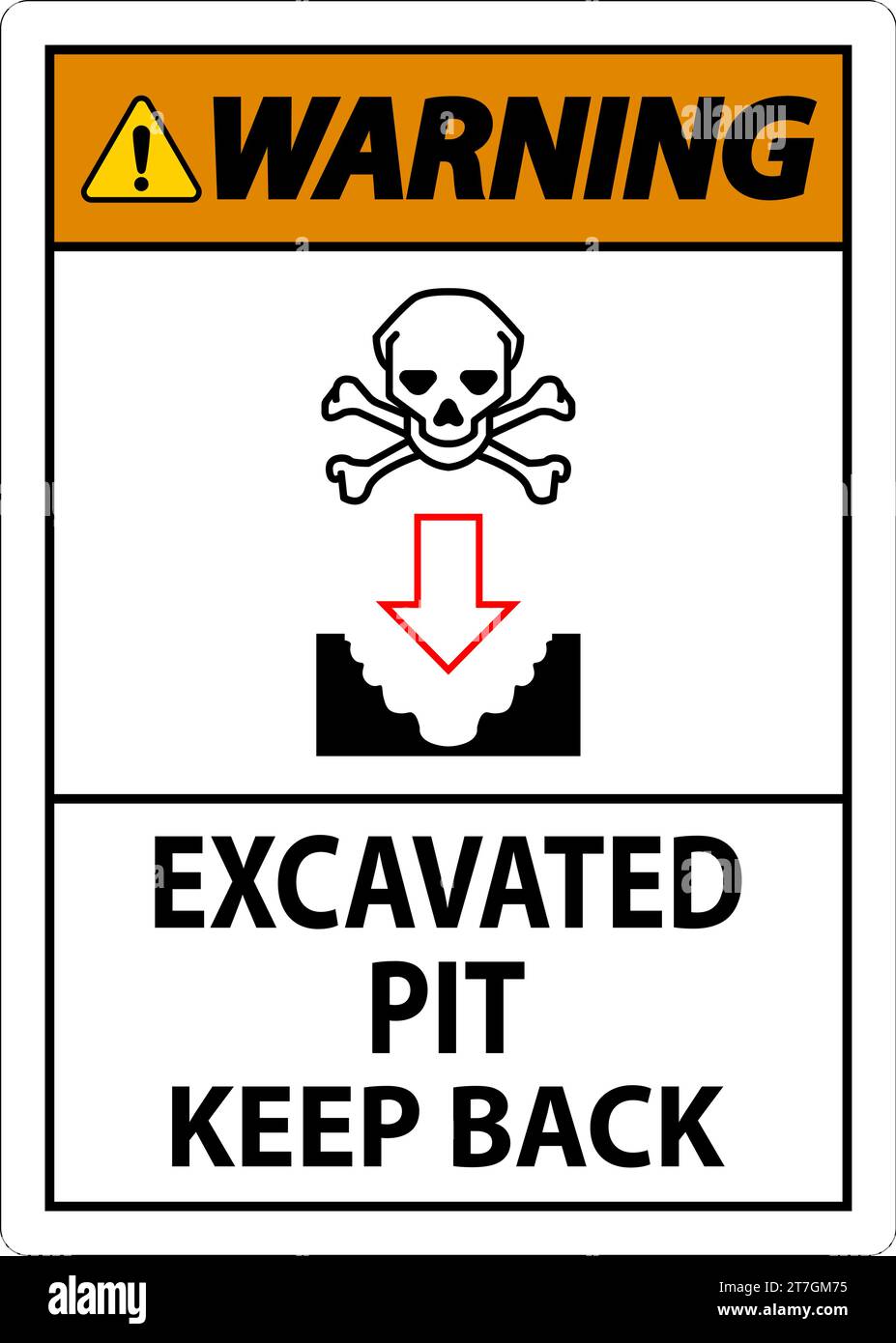 Warning Excavated Pit Sign Excavated Pit Keep Back Stock Vector Image ...