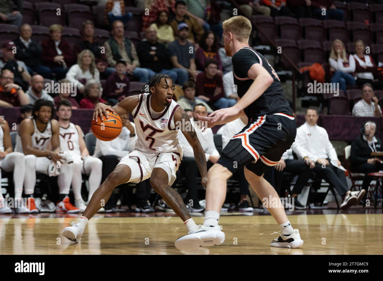 Blacksburg, VA, USA. 14th Nov, 2023. Virginia Tech Hokies guard MJ ...