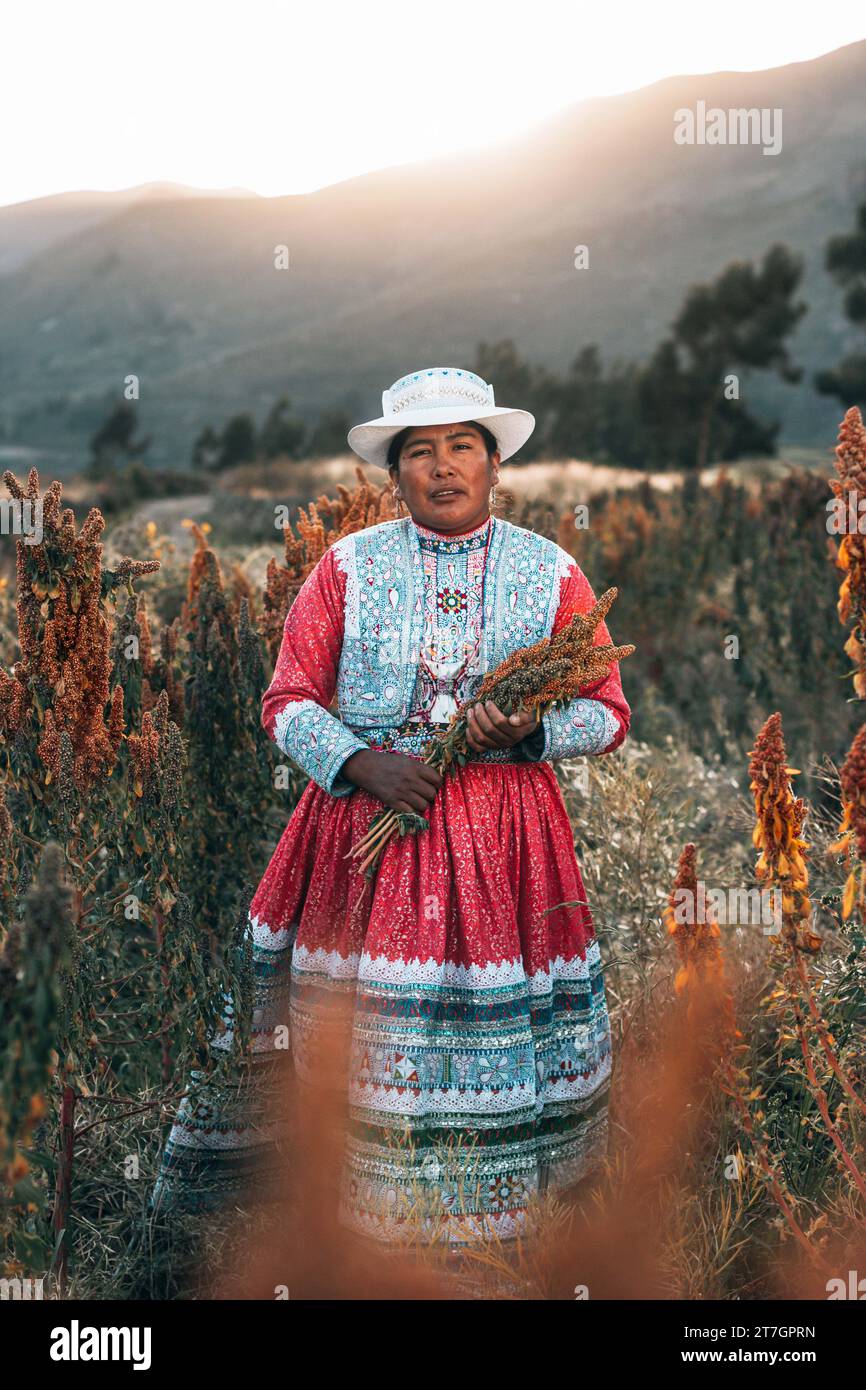 Peruvian lady in Colca Canyon Stock Photo - Alamy