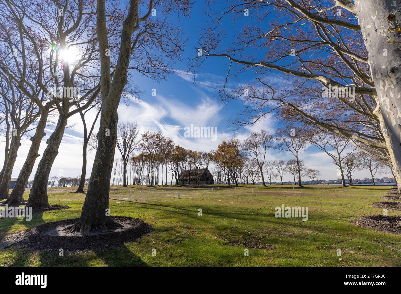 View of Hart Island seen during press preview of public tours of the ...