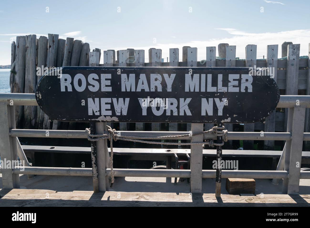 Ferry boat Rose Mary Miller shuttling between The Bronx and Hart Island during press preview of ...
