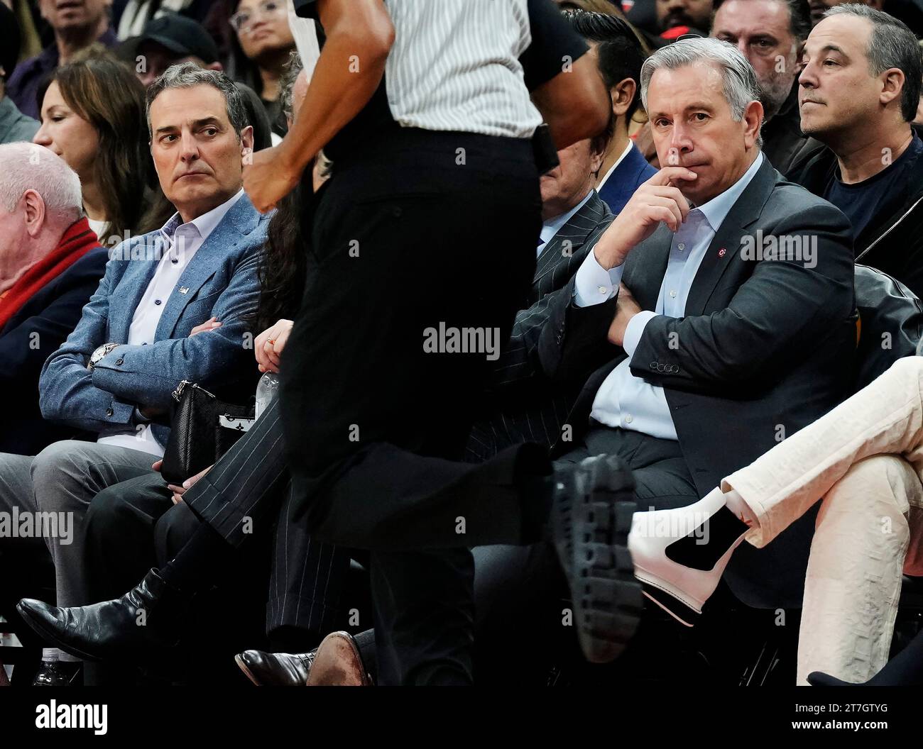 Toronto, Canada. 15th Nov, 2023. Bell CEO Mirko Bibic, left, and Rogers ...