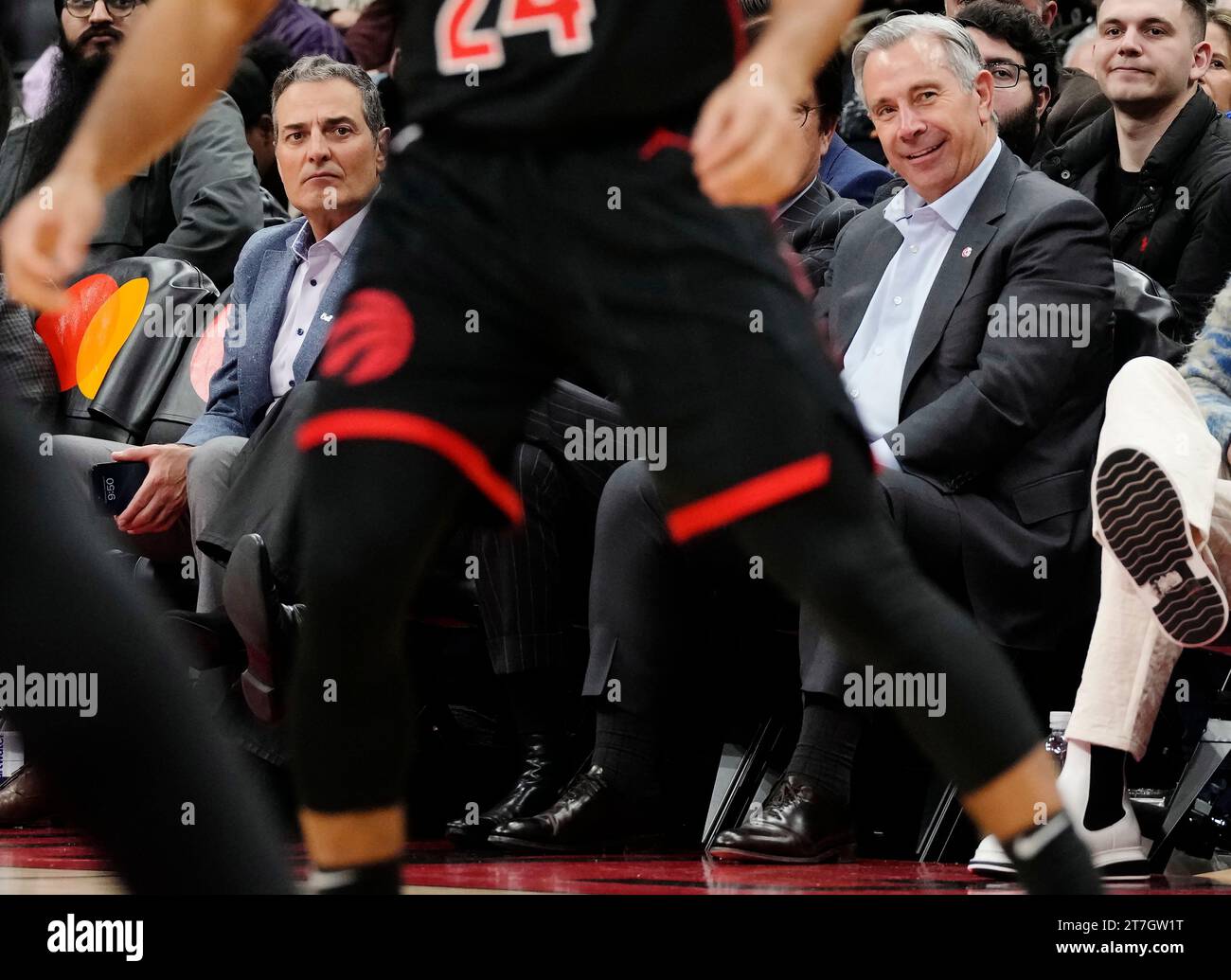 Toronto, Canada. 15th Nov, 2023. Bell CEO Mirko Bibic, left, and Rogers ...