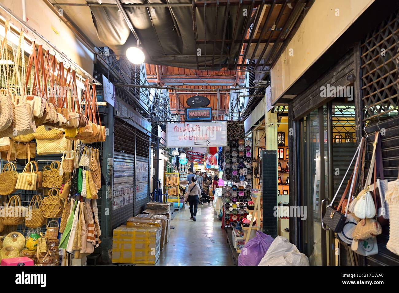 One of the many shopping alleys in Chatuchak Weekend Market, selling an ...