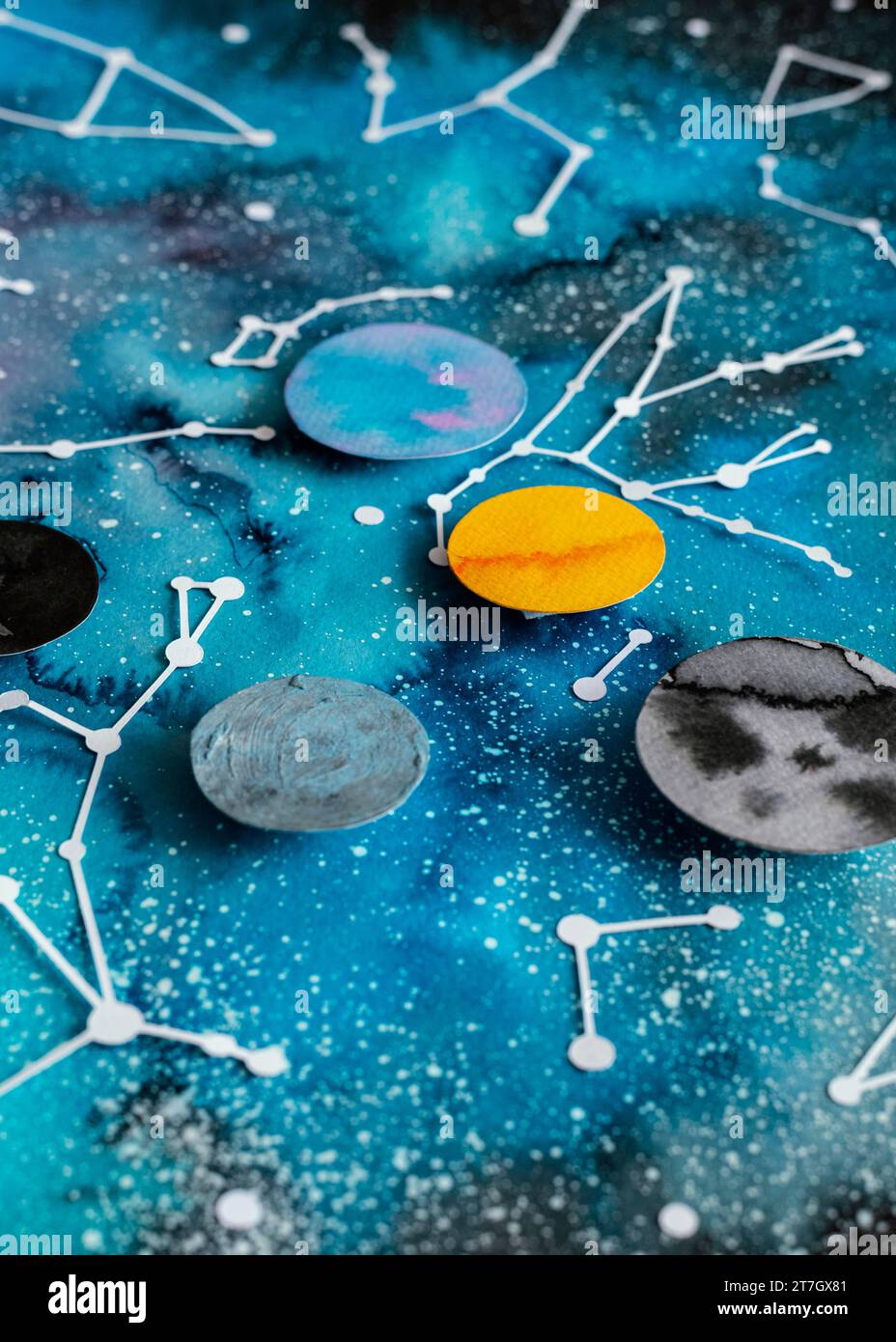Creative paper planets composition 3 Stock Photo - Alamy