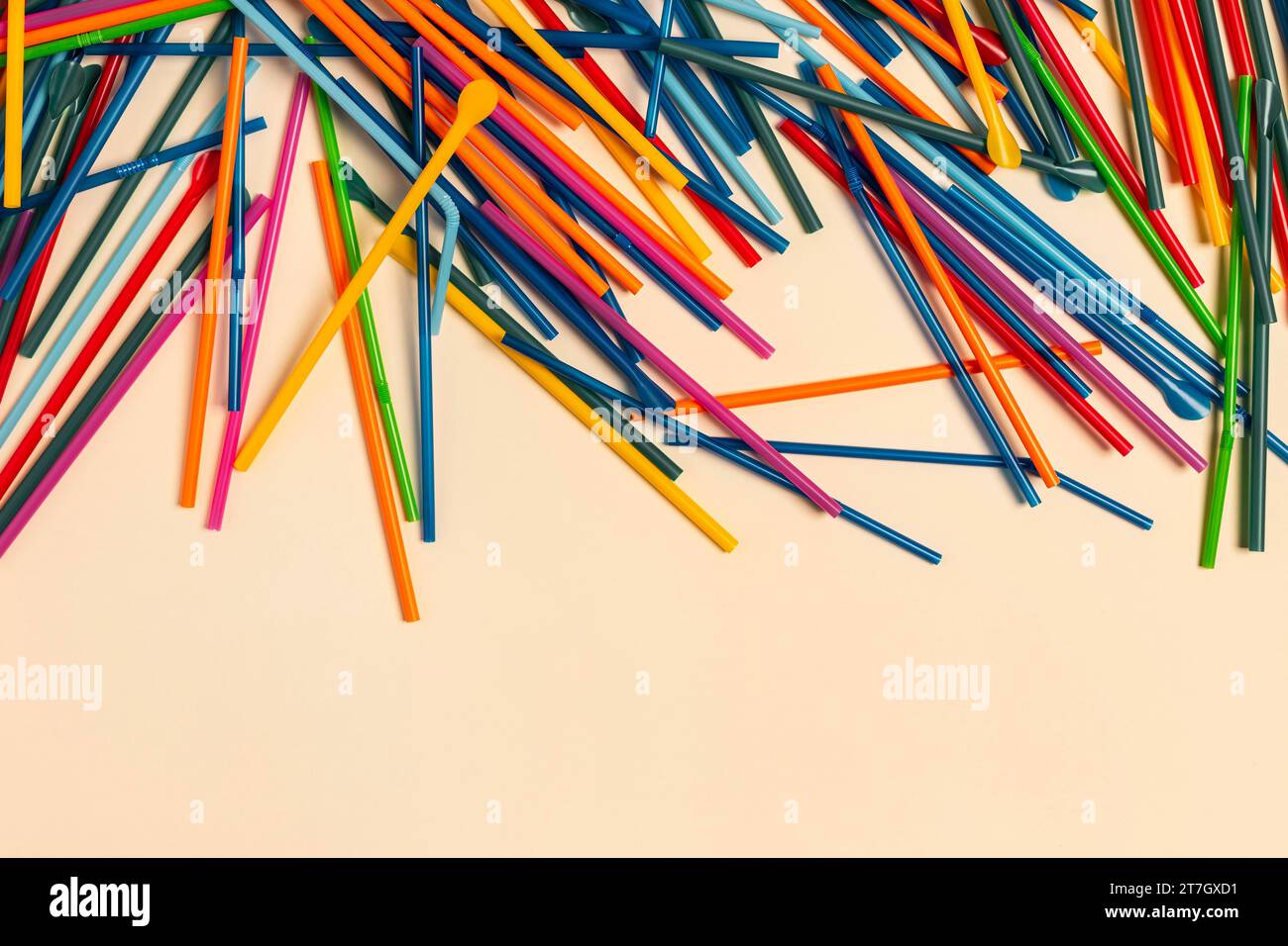 Flat lay colorful plastic straw collection 6 Stock Photo - Alamy