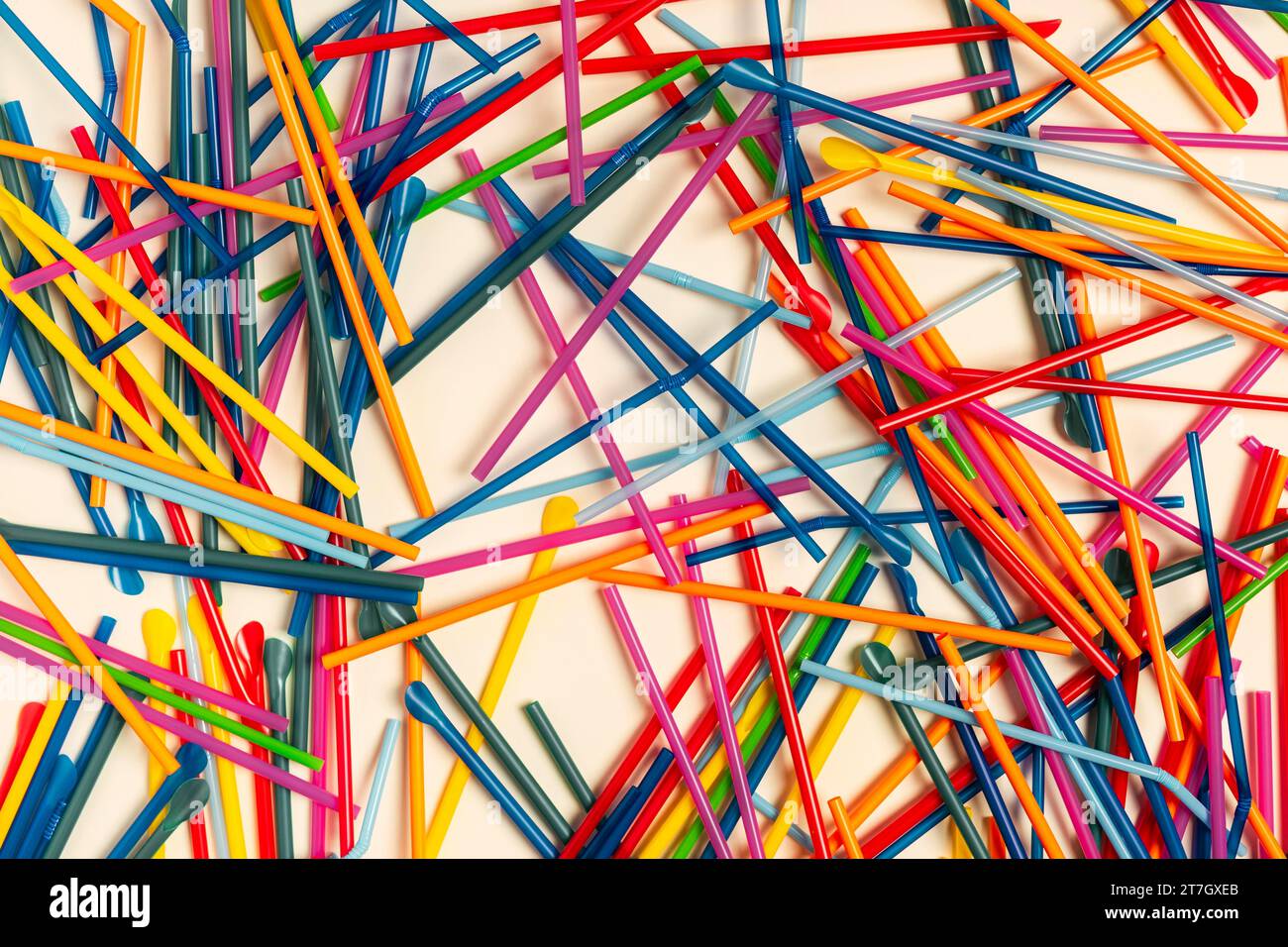 Flat lay colorful plastic straw collection 4 Stock Photo - Alamy