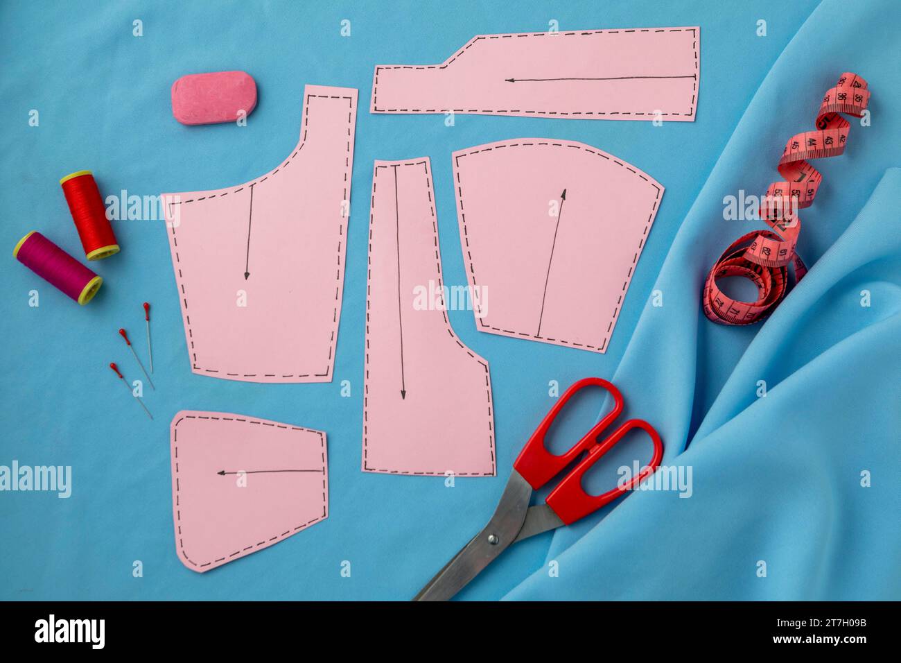 Top view cardboard elements thread Stock Photo - Alamy