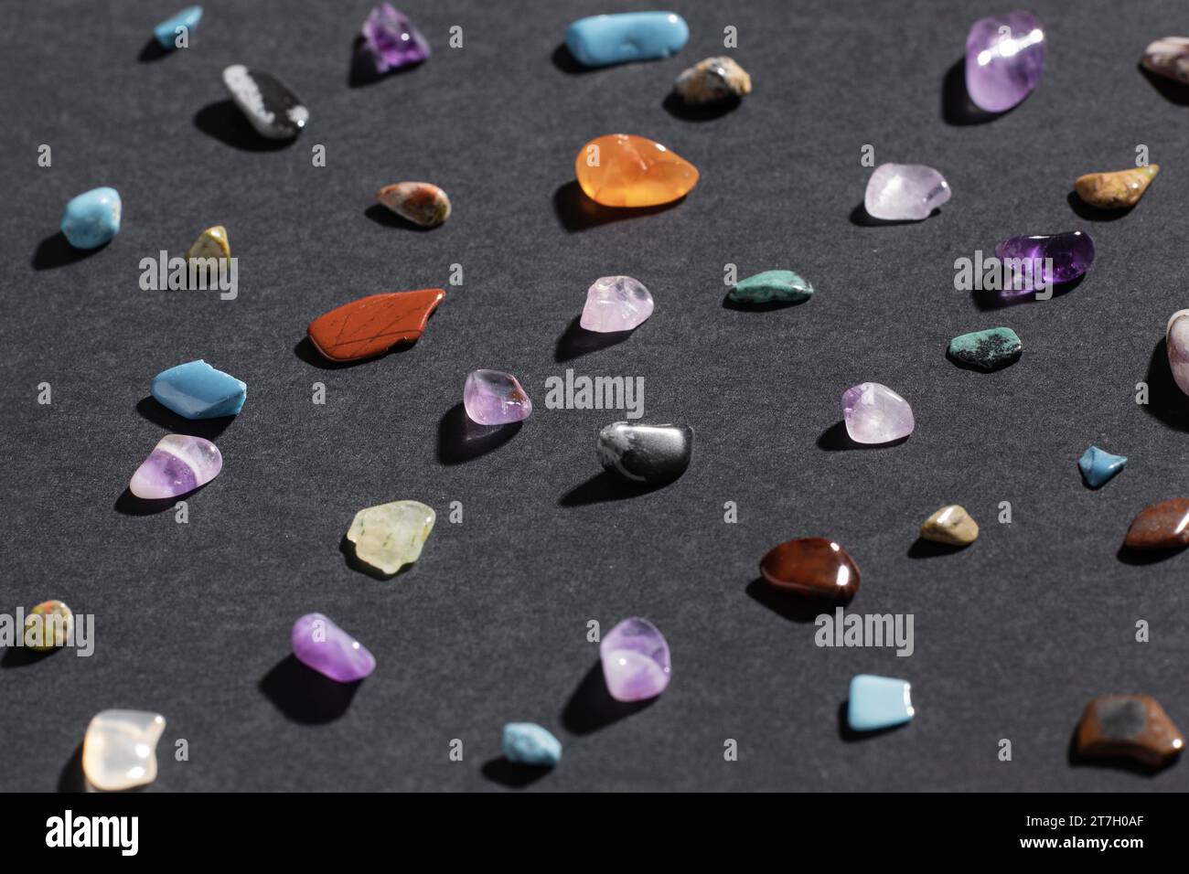 Top view colorful small stone collection 2 Stock Photo - Alamy