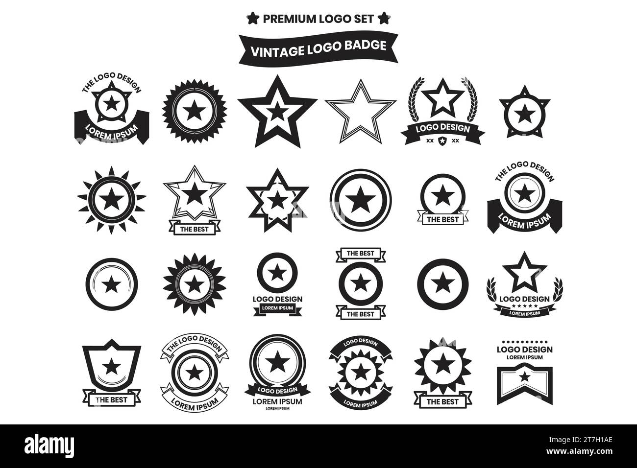 Star logos and badges in vintage style isolated on background Stock ...