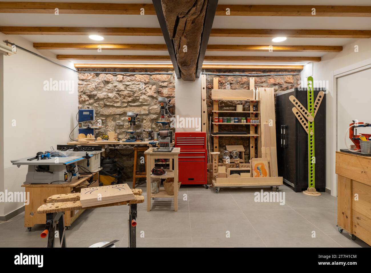 Interior space of a printing press studio equipped with tools and ...