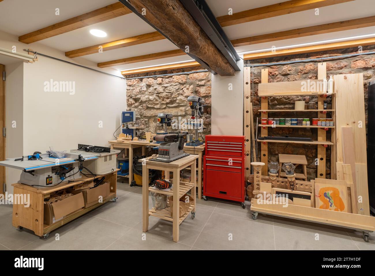 Interior space of a printing press studio with no people equipped with ...
