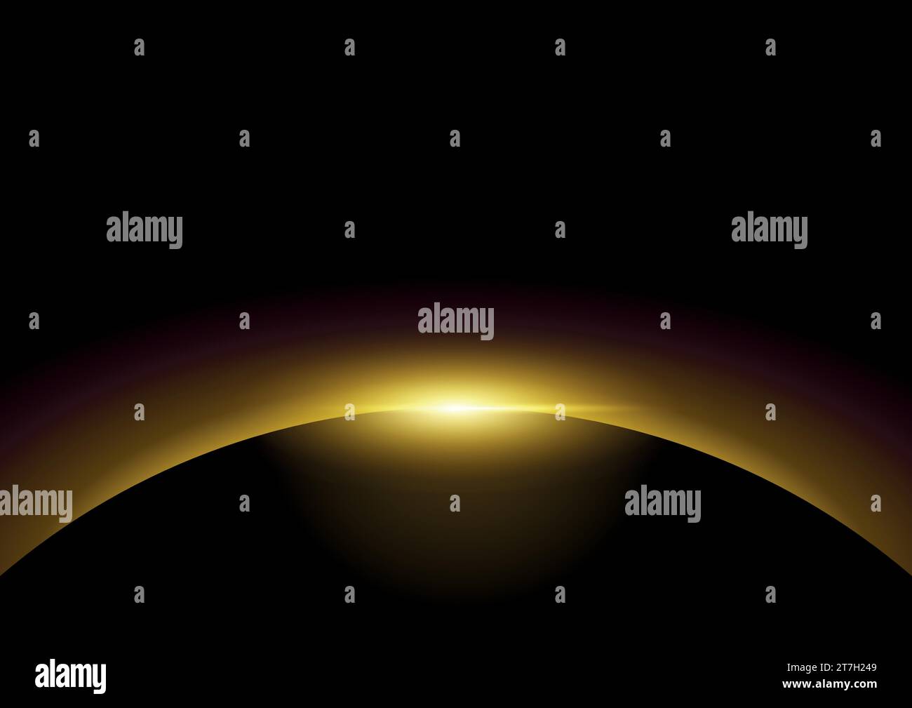 Golden light rising from dark background, eclipse abstract background ...
