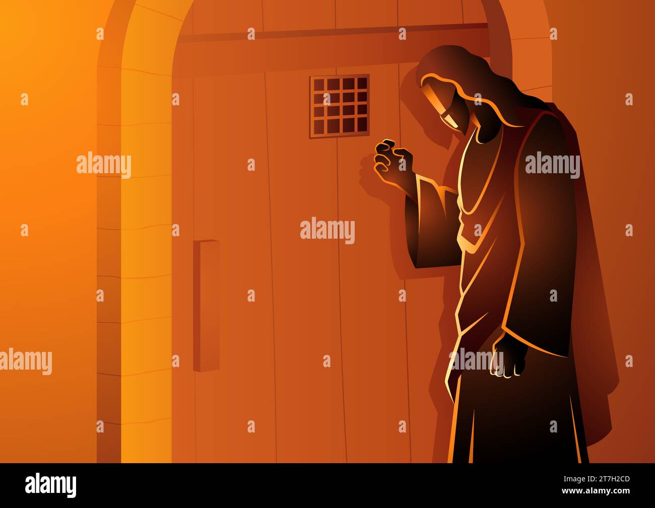 Biblical vector illustration series of Jesus Knocking on the Door Stock ...