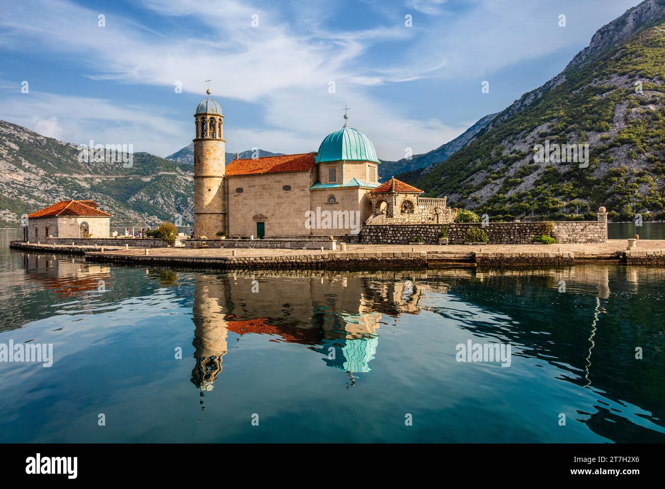 The former seafaring centre of Perast with the beautiful offshore ...