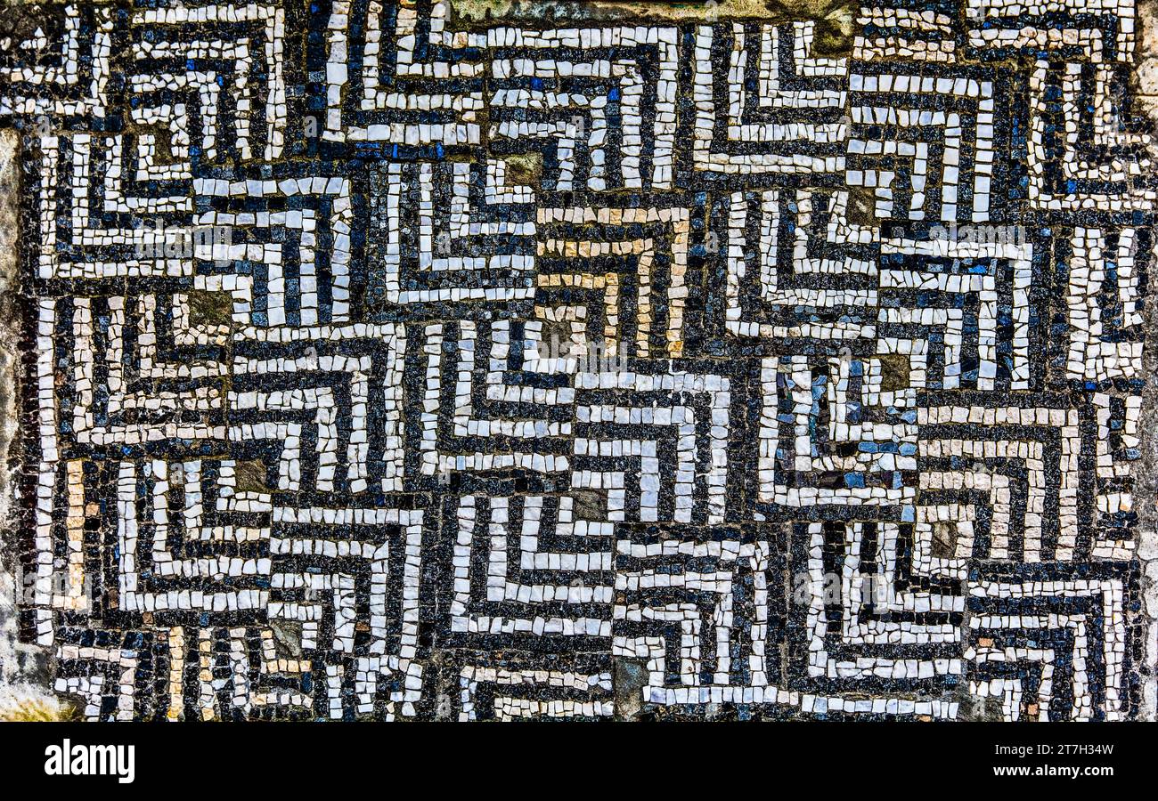 Ancient mosaics, ruined city of Stari Bar, originally from the 11th ...