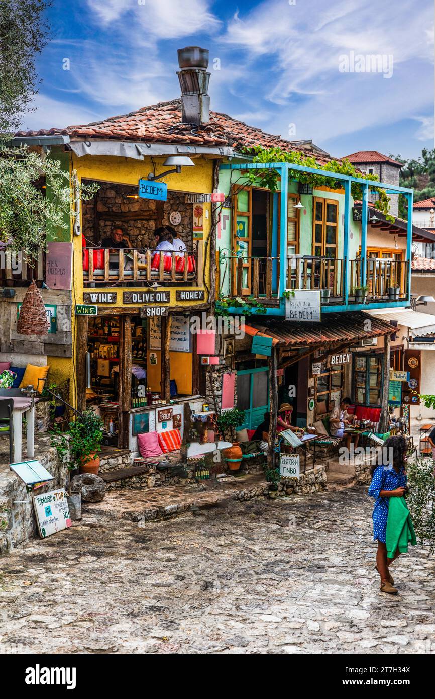 Restaurants along the city wall, ruined city of Stari Bar, originally ...