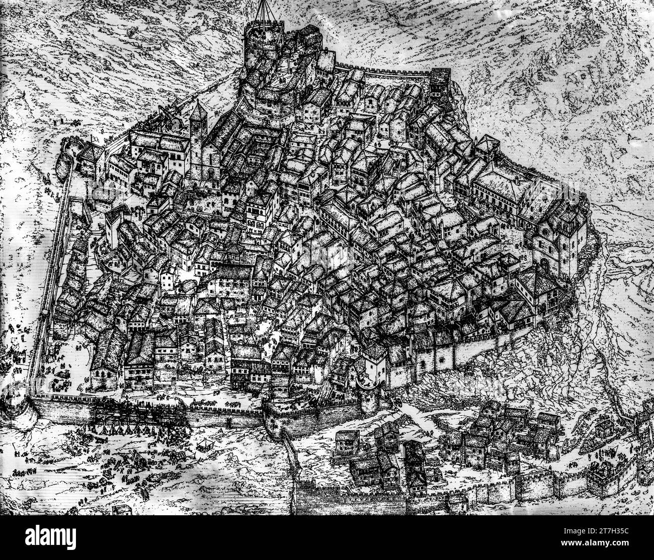 Ancient city view, ruined city of Stari Bar, originally from the 11th ...