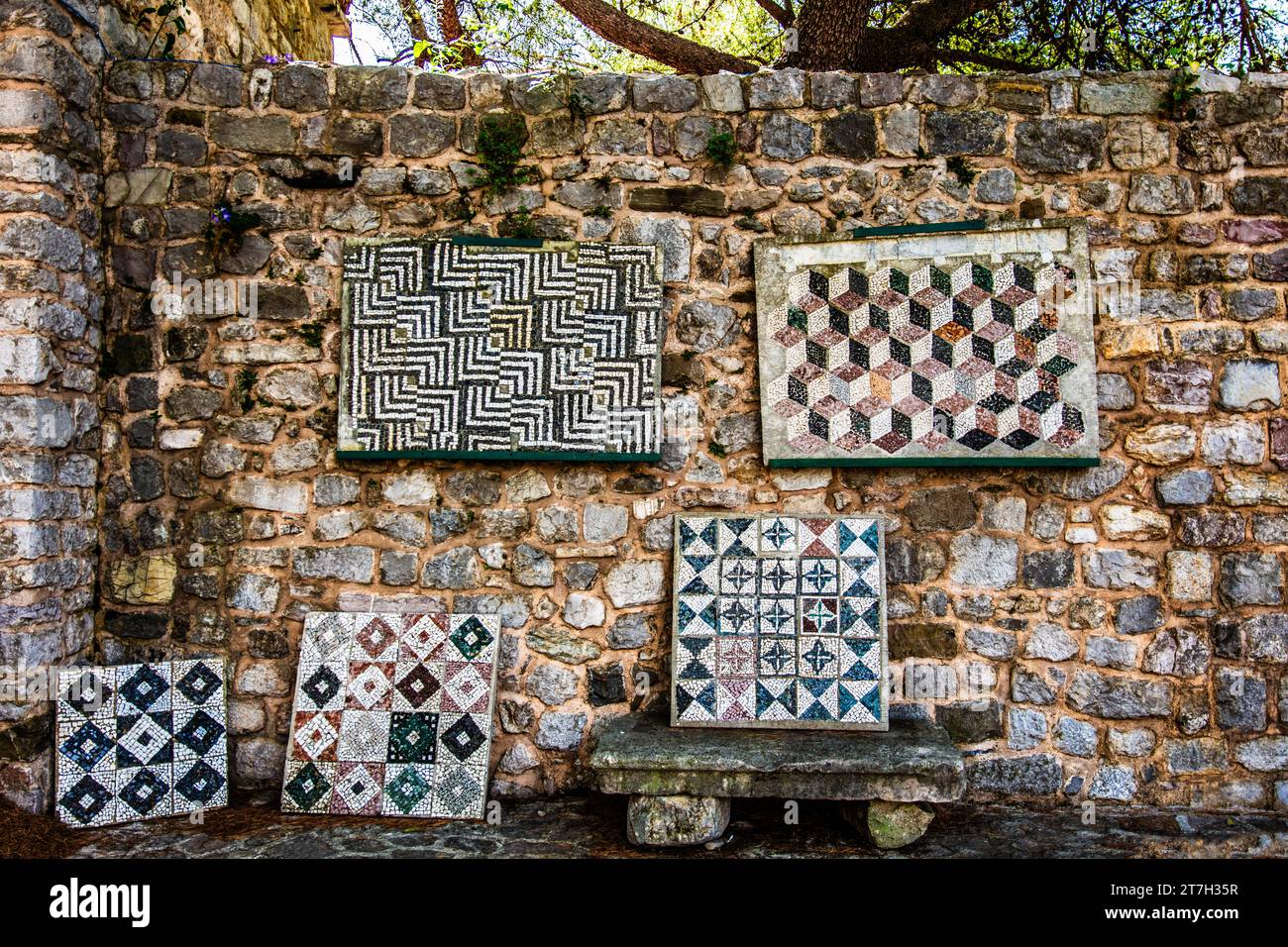 Ancient mosaics, ruined city of Stari Bar, originally from the 11th ...