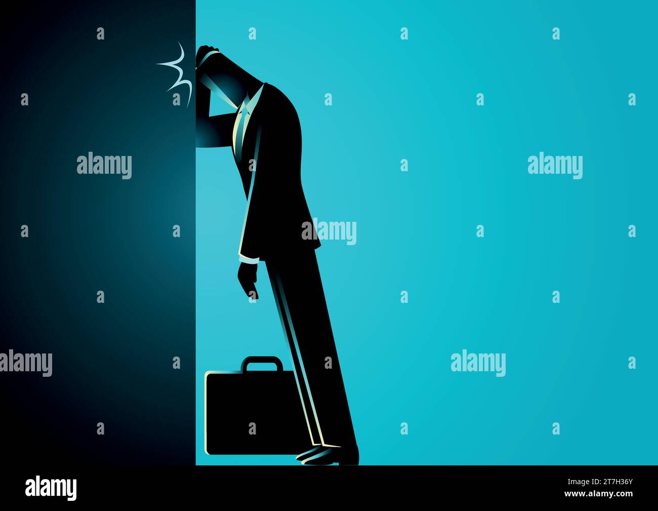 Leaning Head On Wall Stock Vector Images Alamy