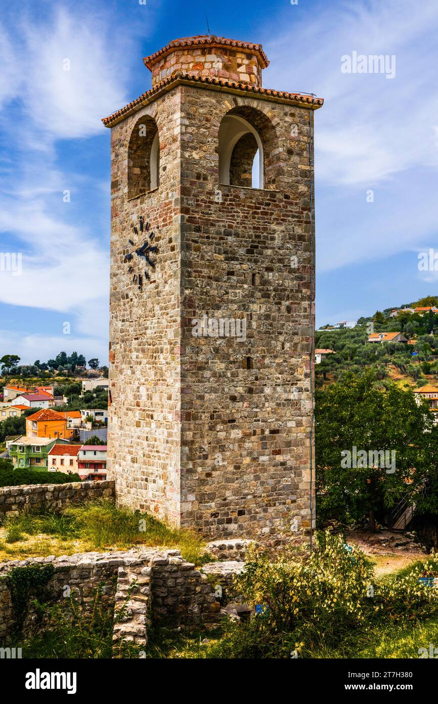 Clock tower, Sat kula, ruined town of Stari Bar, originally from the ...