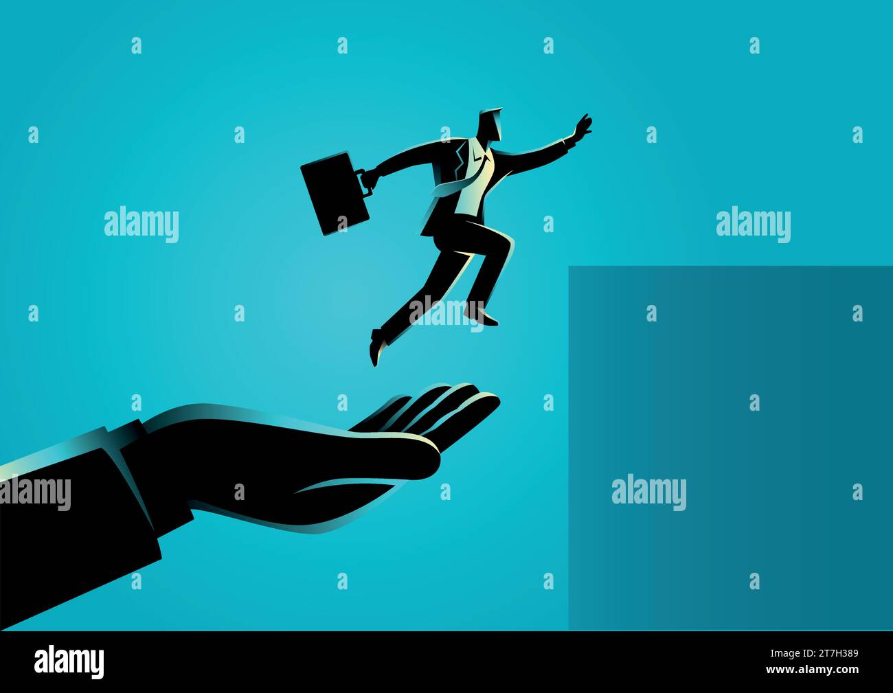 Business concept vector illustration of a hand helping a businessman to ...