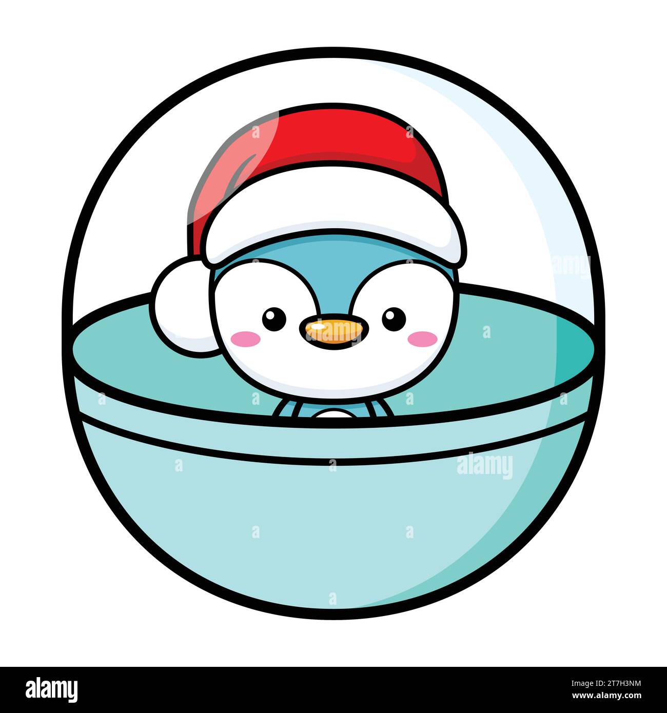 Cute And Kawaii Christmas Penguin In Gachapon Gacha Ball Stock Vector ...
