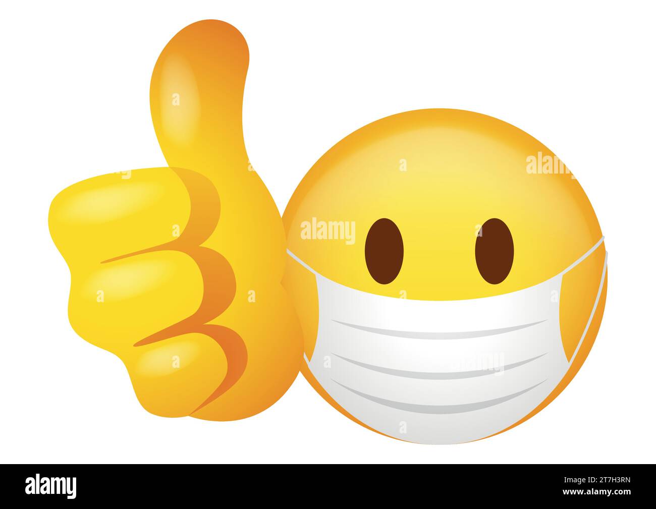 Vector illustration of emoticon wearing medical mask doing thumb up Stock Vector Image & Art - Alamy