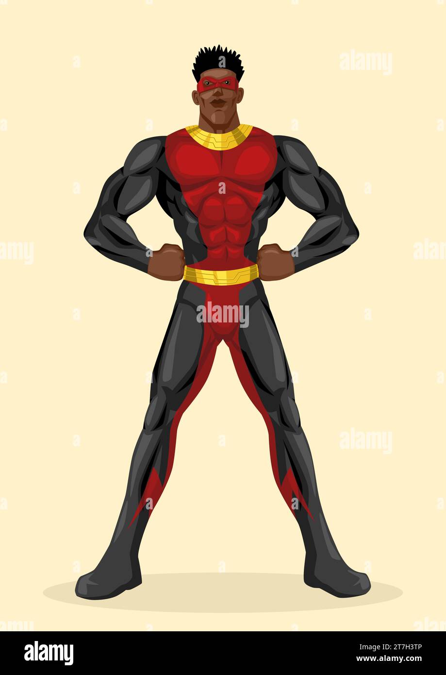 Simple flat vector illustration of a black superhero, cartoon, comic ...