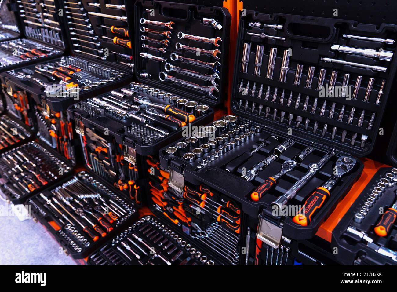 Moscow, Russia. 08th Nov, 2023. Kingqueen brand tool kits seen at Mitex ...