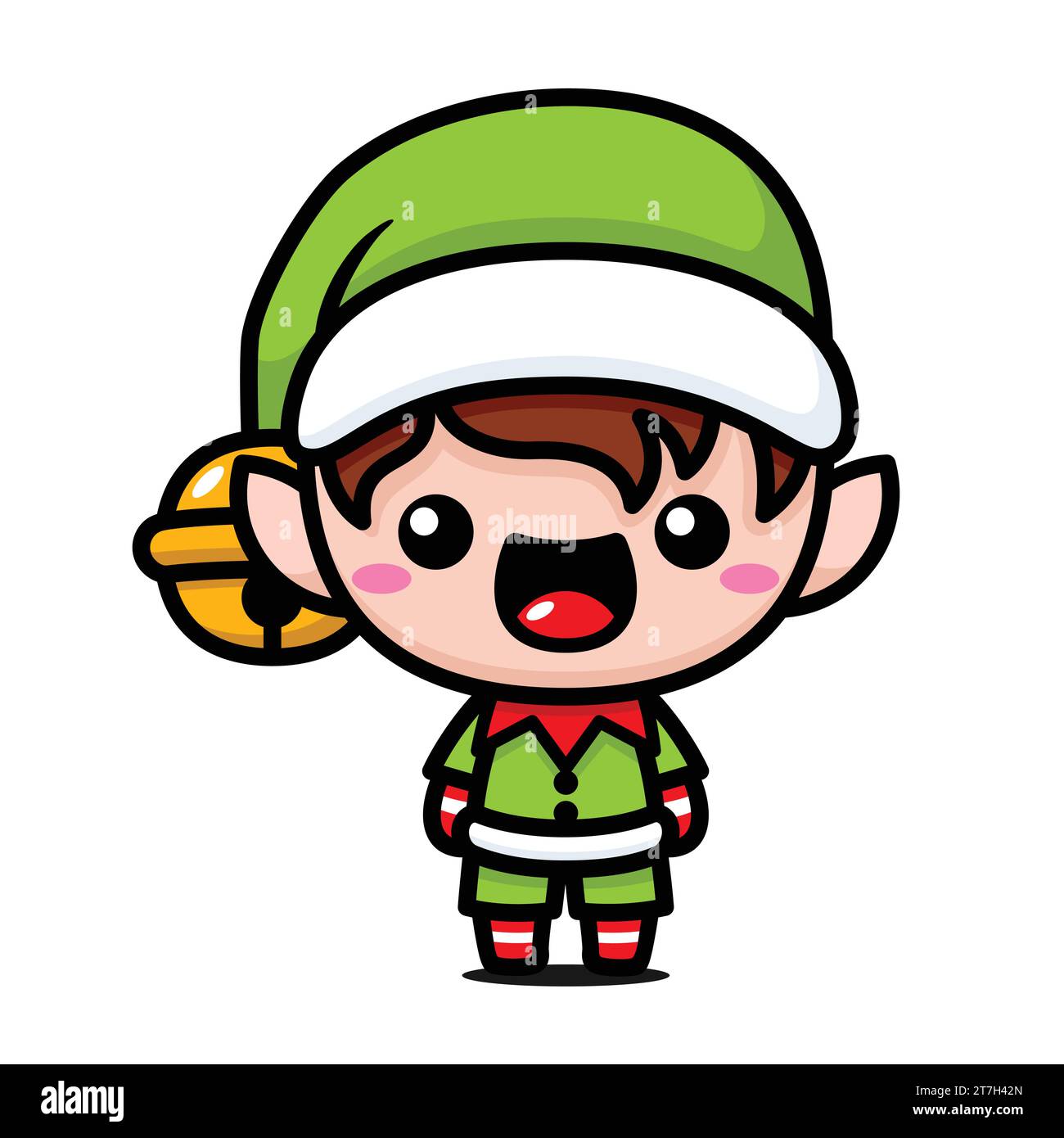 Cute And Kawaii Christmas Elf Stock Vector Image & Art - Alamy