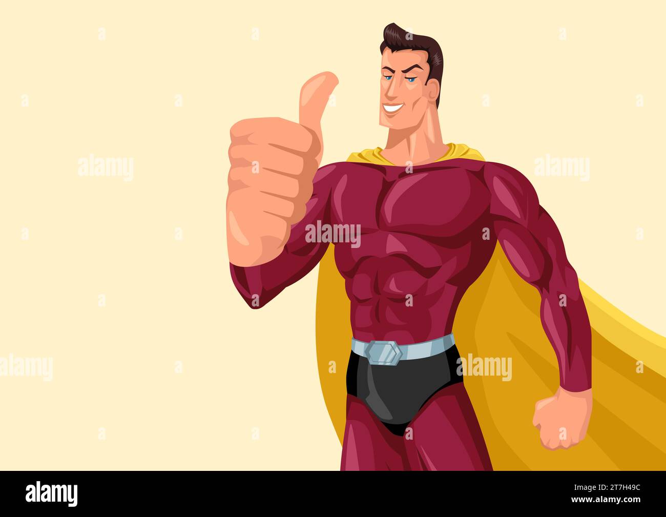 Vector illustration of superhero giving thumbs up, simple flat cartoon ...