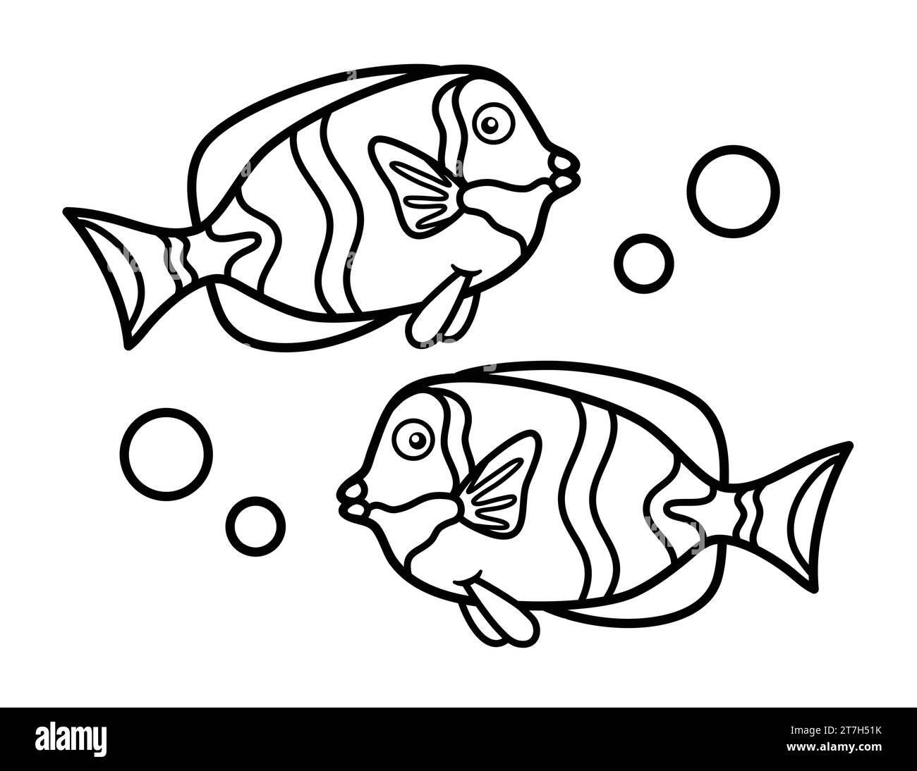 Ocean Fish Coloring Page For Children Stock Vector Image & Art - Alamy
